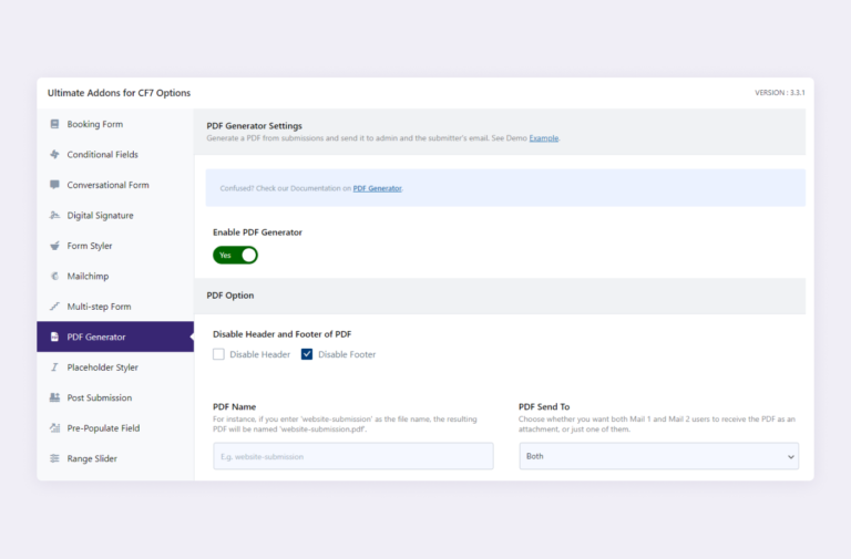 Contact Form 7 PDF Generator - Ultimate Addons for Contact Form 7